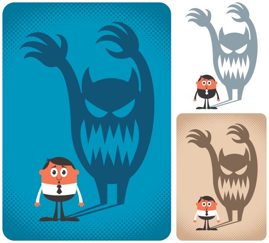 Scared girl kids fear and monster silhouette Vector Image