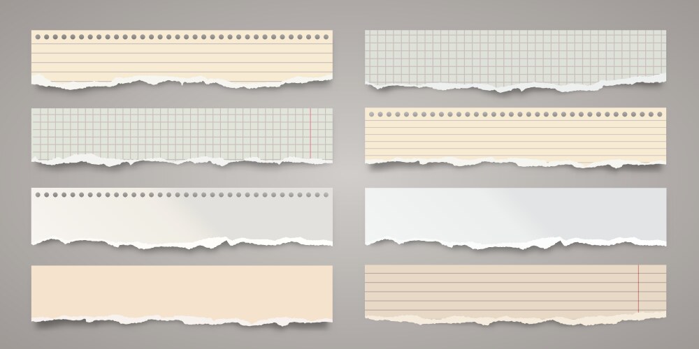 Realistic long white torn ripped paper sheets Vector Image