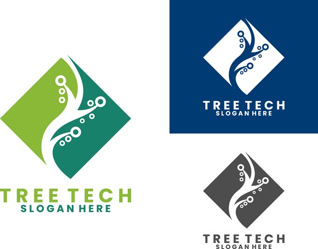 Abstract Tech Tree Logo Template – Royalty-Free Vector | VectorStock