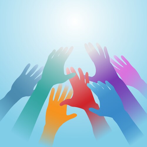 People hands reaching out for each other concept Vector Image