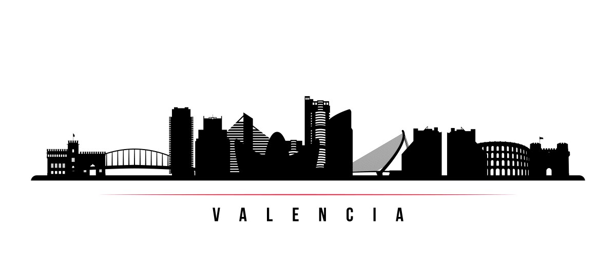 Valencia skyline horizontal banner Royalty Free Vector Image