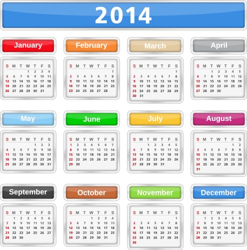 2014 calendar Royalty Free Vector Image - VectorStock