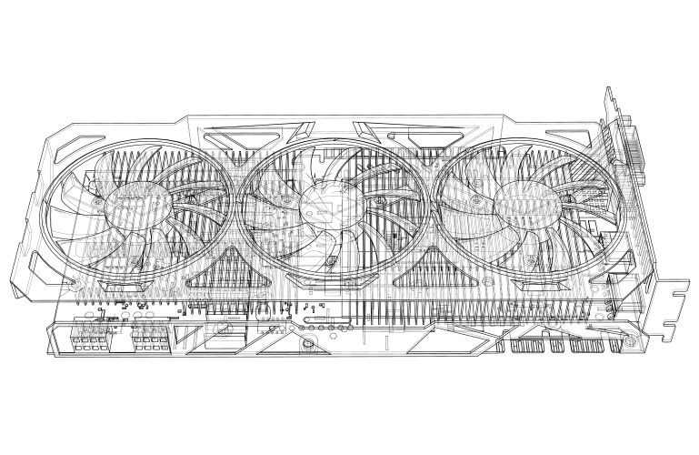 Gpu card outline Royalty Free Vector Image - VectorStock