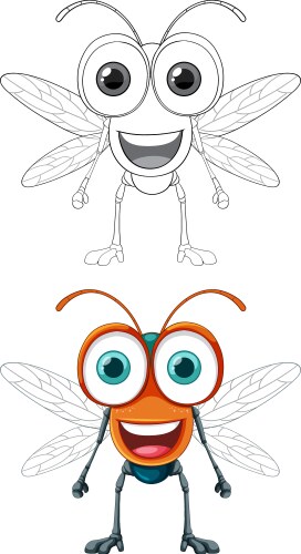 Happy fly cartoon character Royalty Free Vector Image