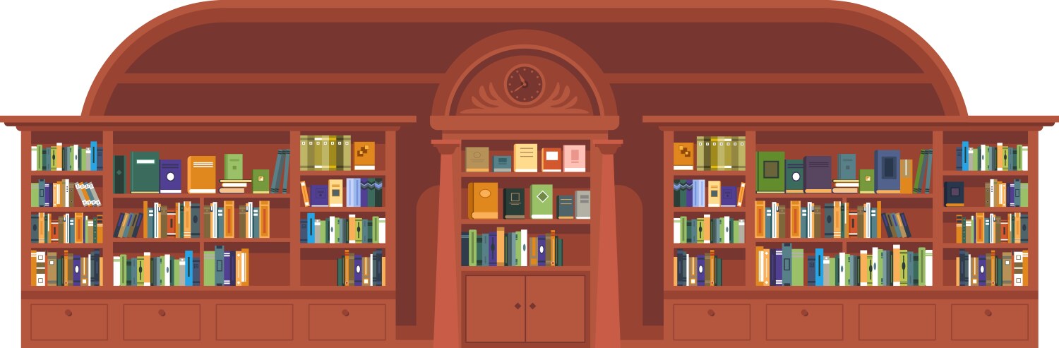 Cartoon library bookshelf Royalty Free Vector Image