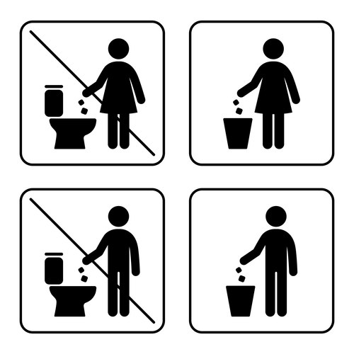 Restroom Rules & Waste Disposal Icons – Royalty-Free Vector | VectorStock
