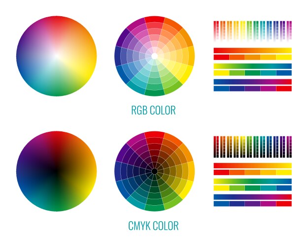 Color mixing diagram rgb cmyk and grayscale Vector Image