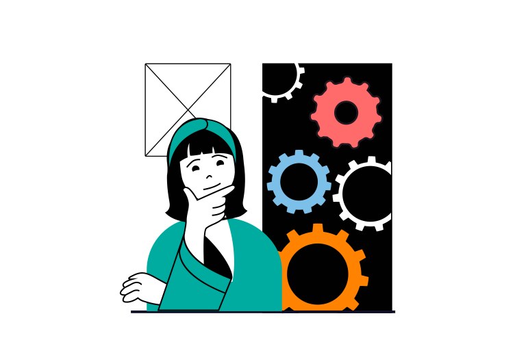Creative process concept in flat neo brutalism Vector Image Creative process concept in flat neo brutalism Vector Image