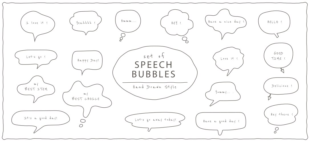 Hand drawn simple speech bubble set frame Vector Image
