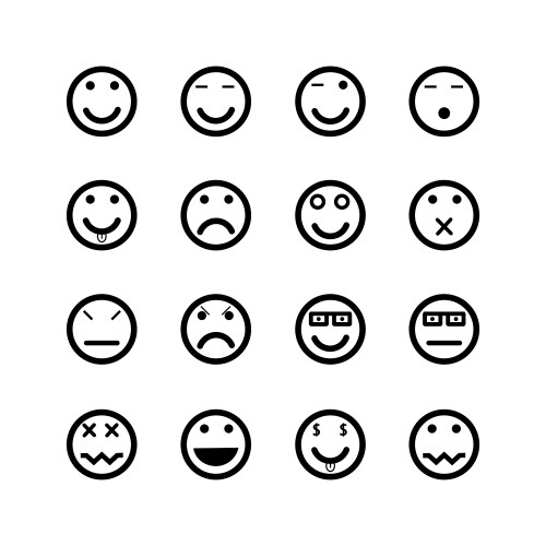 Set of smiley icons with different emotions Vector Image
