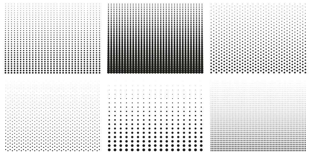 Progressive halftone dot patterns in black Vector Image