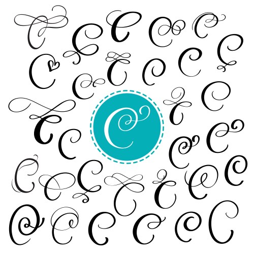 Calligraphy lettering script font s set hand Vector Image