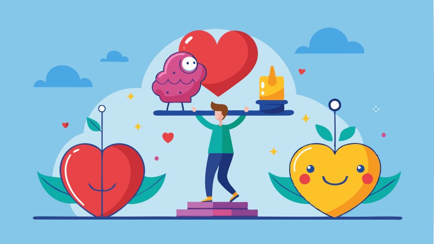 Balancing heart and mind Royalty Free Vector Image