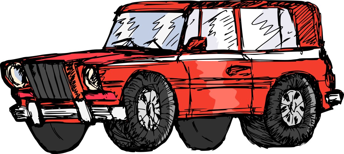Monochrome off road car Royalty Free Vector Image