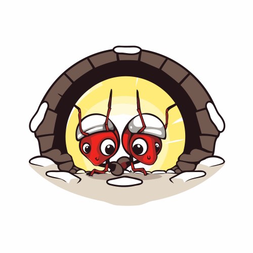 Ants in the cave cute cartoon style Royalty Free Vector
