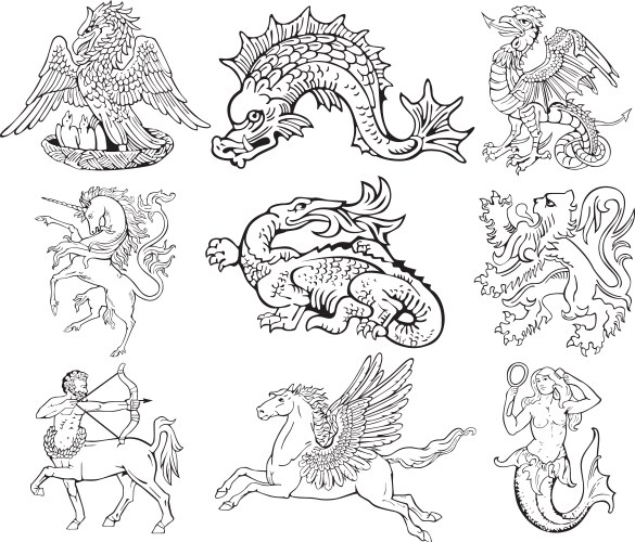 Heraldic sea monsters Royalty Free Vector Image