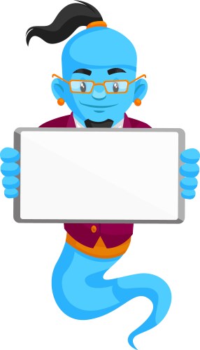 Friendly genie cartoon Royalty Free Vector Image