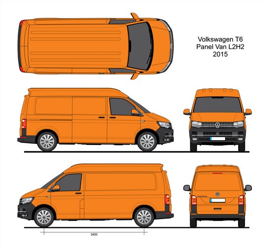 Volkswagen t6 cargo panel van l1h1 2015-present Vector Image