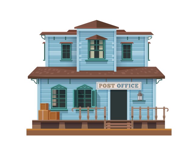 Western post office building of wild west town Vector Image