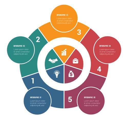 Circular infographics with 6 sections Royalty Free Vector