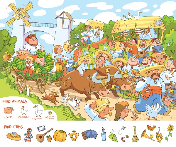 Hidden object game puzzle location find objects Vector Image