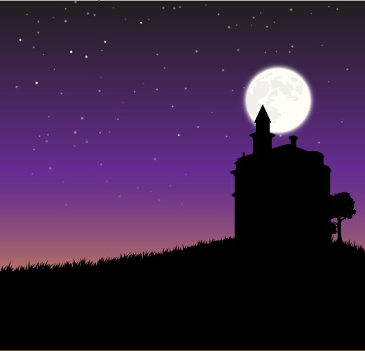 City at night with moon Royalty Free Vector Image