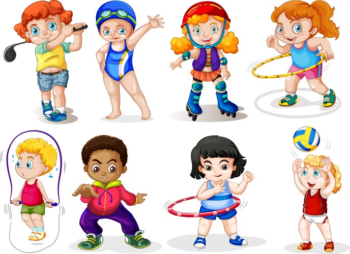 Little girl making sport Royalty Free Vector Image