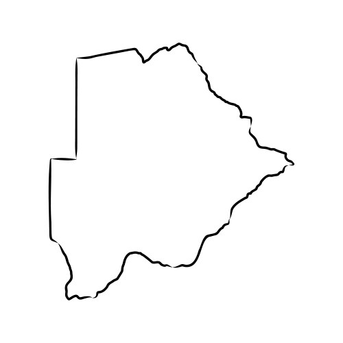 Botswana map with country borders thin black Vector Image