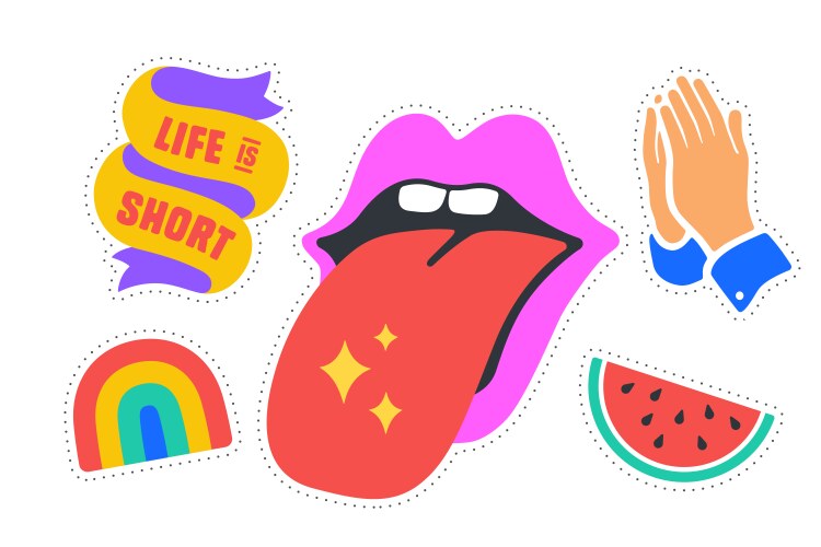 Ice cream stickers colorful fun Royalty Free Vector Image