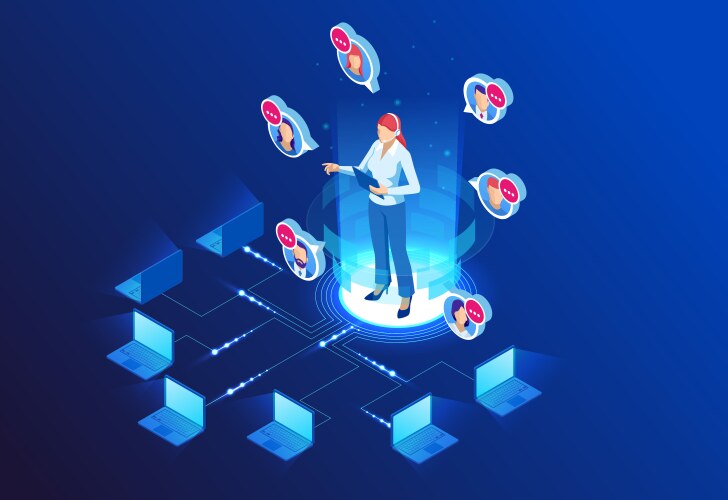 Isometric business infographic on mobile phone Vector Image