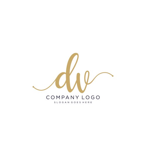 Dv initial handwriting logo with circle template Vector Image
