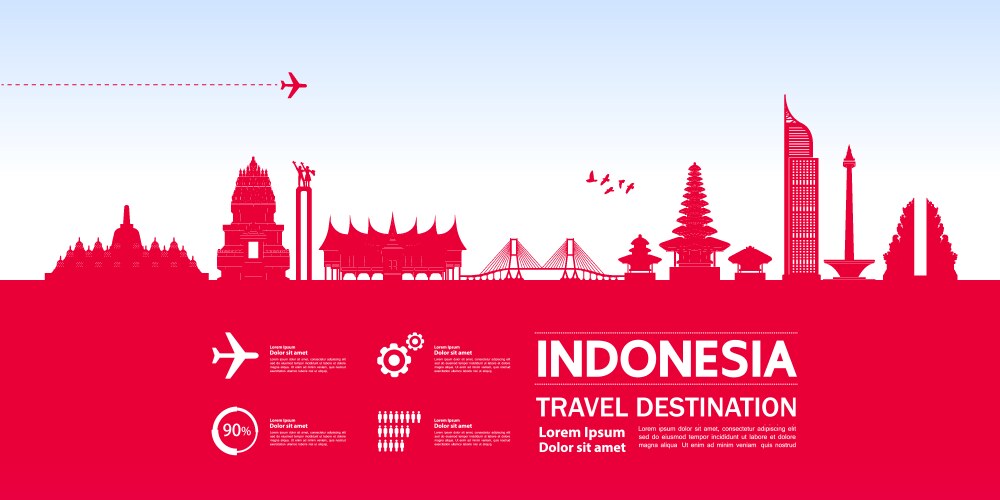 Indonesia travel destination Royalty Free Vector Image