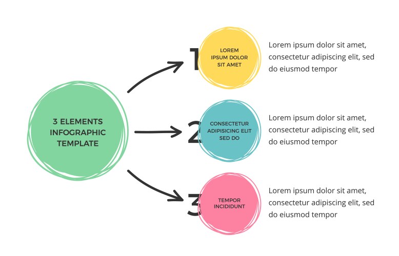 Flowchart with 3 elements Royalty Free Vector Image
