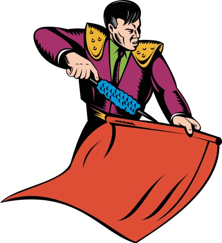Cartoon bullfighter and the bull Royalty Free Vector Image