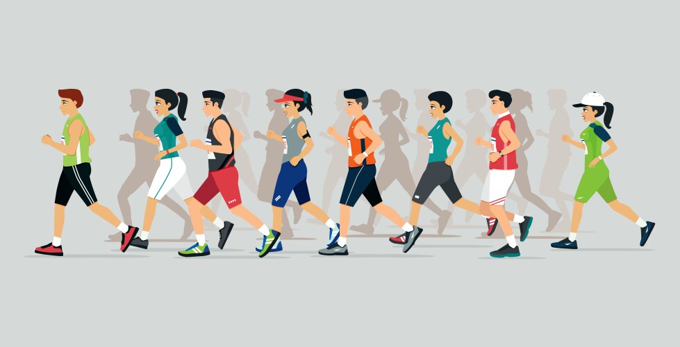 Marathon runners Royalty Free Vector Image - VectorStock