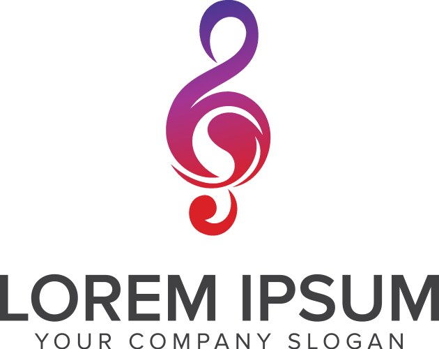 Music word logo with treble clef in a center Vector Image