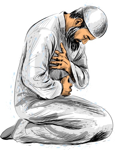 Musling Tegning Plakat, Poster Muslim Man Praying – Billede Til