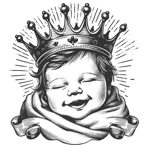 Smiling baby with crown Royalty Free Vector Image