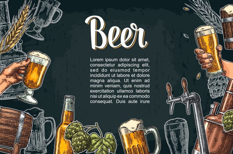 Beer tap glass design background Royalty Free Vector Image