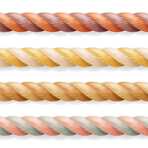 Realistic rope line eith knot yellow twisted Vector Image