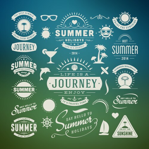 Retro summer design elements Royalty Free Vector Image
