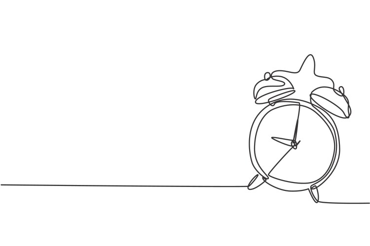 Single continuous line drawing of classic alarm Vector Image