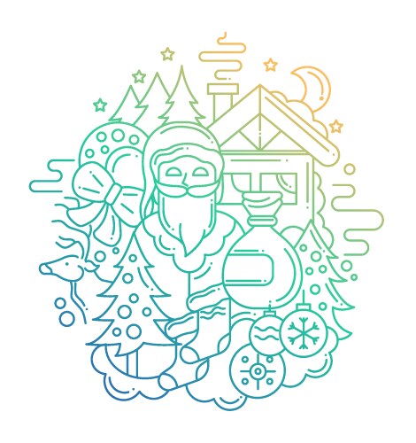 Santa claus icon black line art Royalty Free Vector Image