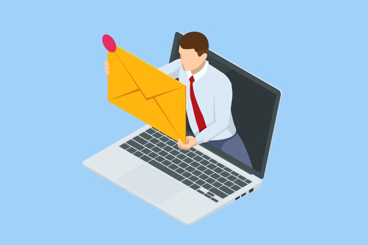 Isometric email notification concept message Vector Image