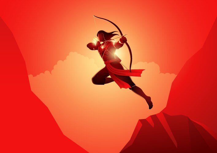 Lord rama with arrow killing ravana Royalty Free Vector