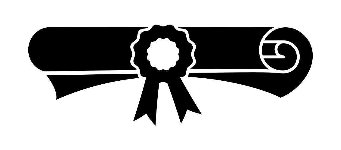 Diploma silhouette flat icon rolled paper scroll Vector Image