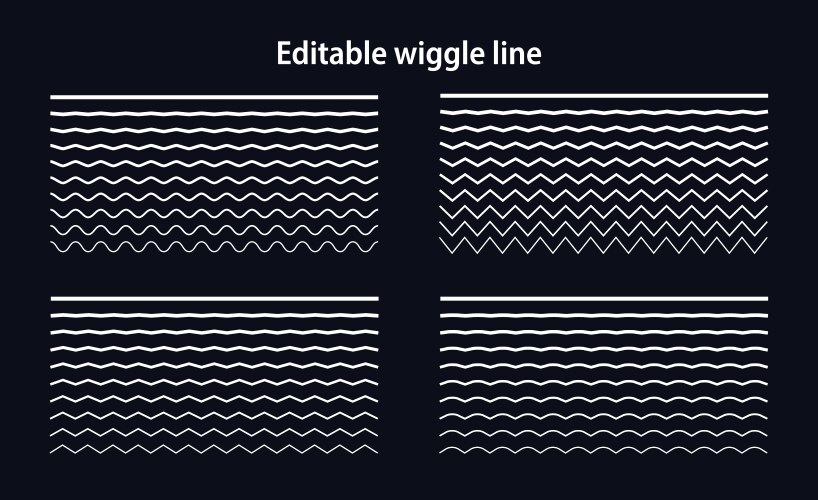 Editable wiggle lines set of wavy curves Vector Image