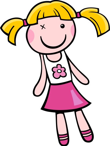 Fun doll cartoon Royalty Free Vector Image - VectorStock