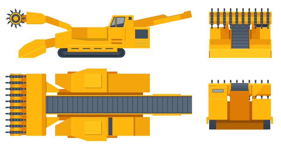 Isometric tunneling drilling rigs self-propelled Vector Image