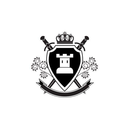 Royal shield insignia with crown symbol decorated Vector Image